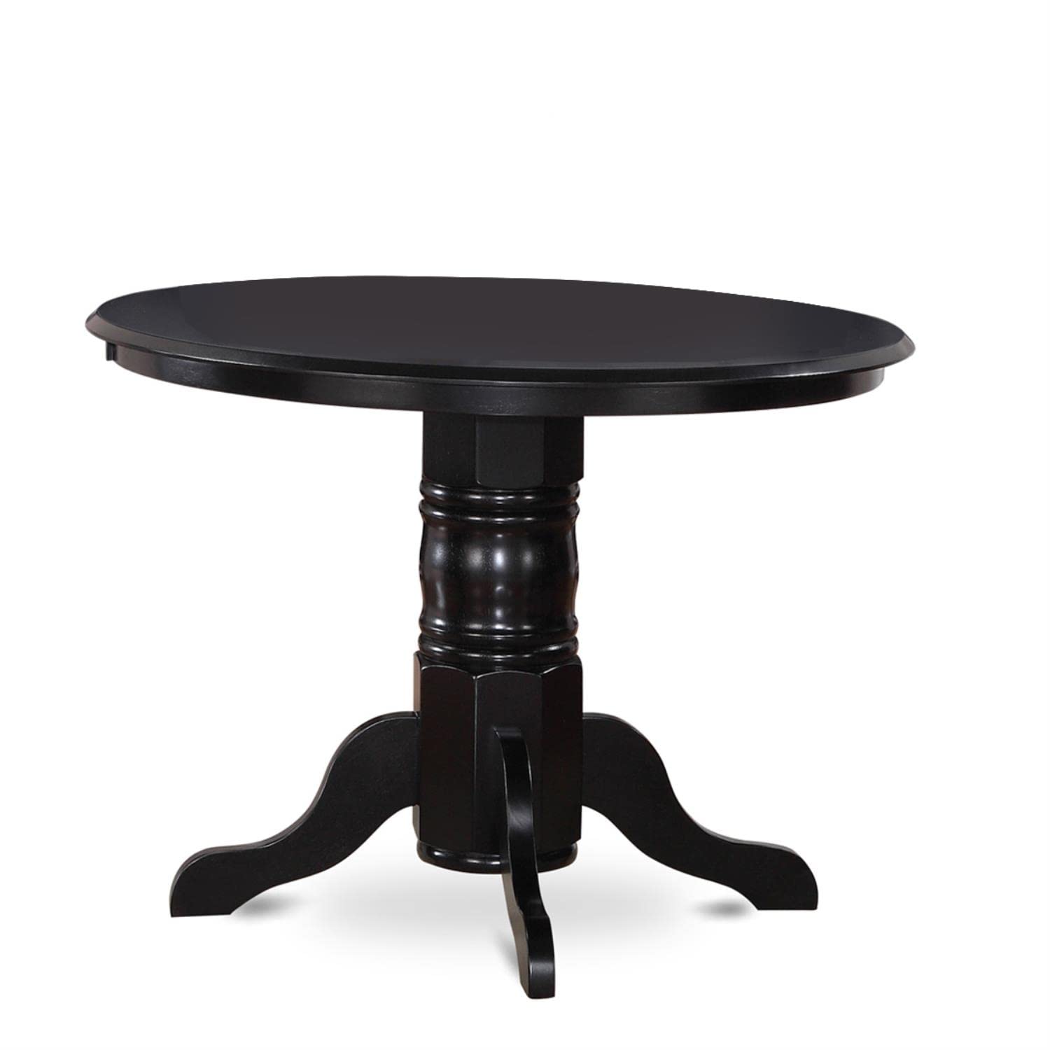 East West Furniture SHNI5-BLK-C 5 Piece Modern Dining Table Set Includes a Round Kitchen Table with Pedestal and 4 Linen Fabric Kitchen Dining Chairs, 42x42 Inch, Black
