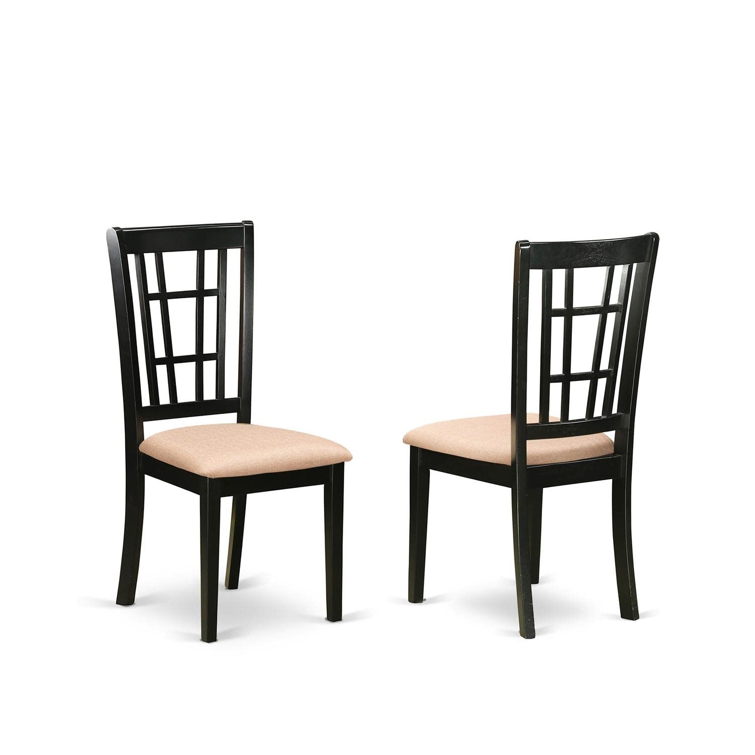 East West Furniture SHNI5-BLK-C 5 Piece Modern Dining Table Set Includes a Round Kitchen Table with Pedestal and 4 Linen Fabric Kitchen Dining Chairs, 42x42 Inch, Black