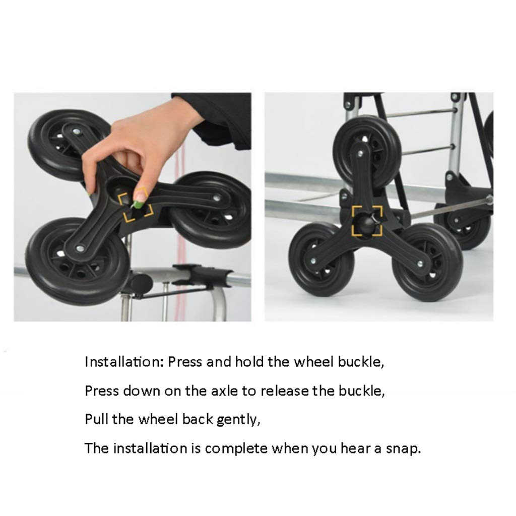 Shopping Trolley,Foldable Shopping Cart 6 Wheels Climbing Trolly/Aluminum Alloy/Waterproof Shopping Bag/Collapsible Push Pull Carts 55L (Size : 6 Wheels)