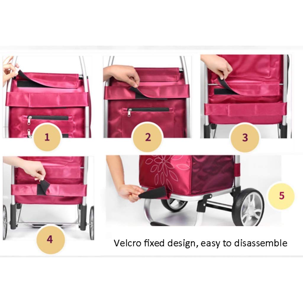 Shopping Trolley,Foldable Shopping Cart 6 Wheels Climbing Trolly/Aluminum Alloy/Waterproof Shopping Bag/Collapsible Push Pull Carts 55L (Size : 6 Wheels)