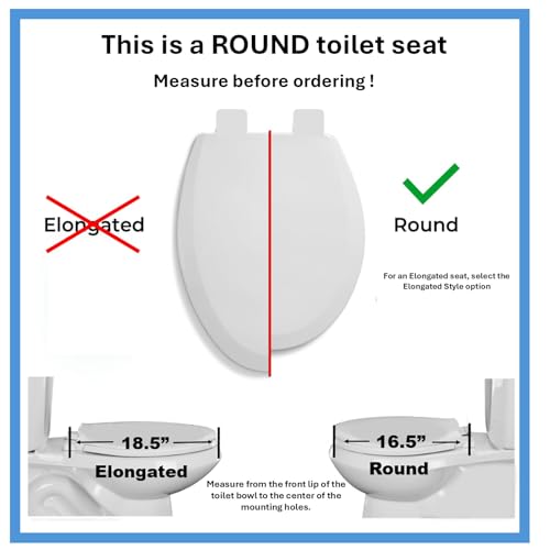 Bath Décor 2Q1R6-40 Deluxe Slow Close Plastic Toilet Seat with Vari-Adjust Lok-Down R'N'C Hinge and Quik-Lok Mounting Hardware, Round, Dresden Blue