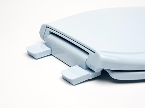 Bath Décor 2Q1R6-40 Deluxe Slow Close Plastic Toilet Seat with Vari-Adjust Lok-Down R'N'C Hinge and Quik-Lok Mounting Hardware, Round, Dresden Blue