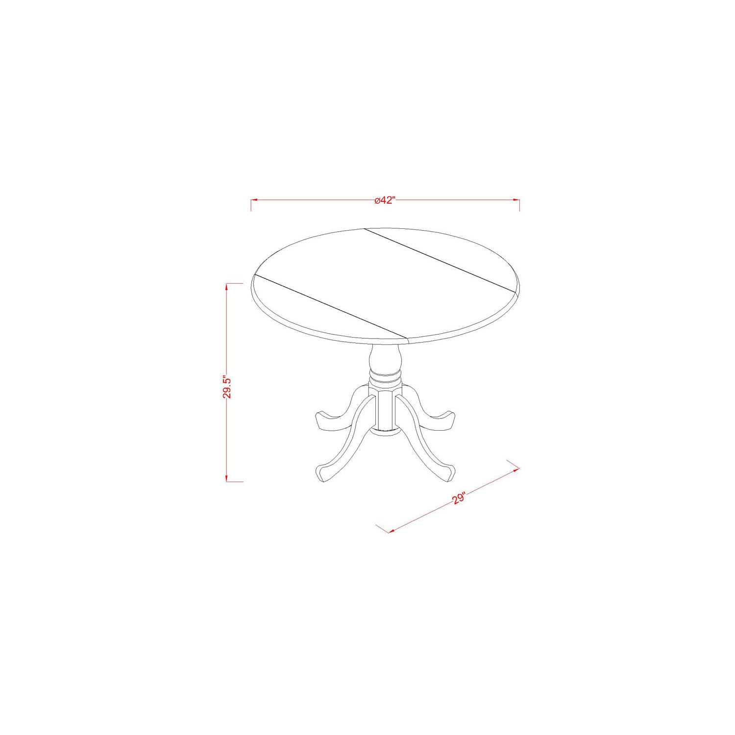 HomeStock City Chic 5Pc Set for 4 - Includes Round Kitchen Table with Dropleaf and Four Dining Room Chairs, 42x42-Inch, Ideal for Sleek and Modern Dining Spaces