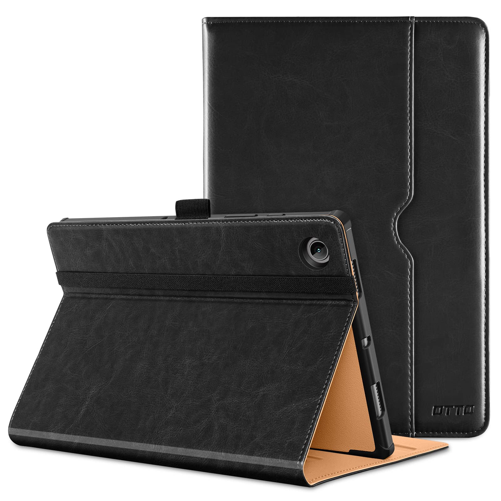DTTO for Samsung Galaxy Tab A8 10.5 Inch Case 2022, Premium Leather Business Folio Stand Cover with Built-in Hand Strap for Galaxy Tab A8 10.5" 2022 Model [SM-X200/X205/X207], Black