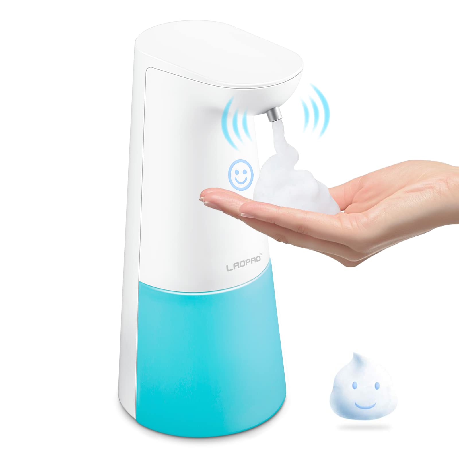 LAOPAO Soap Dispenser, Automatic Foaming Soap Dispenser Hand Free Countertop Soap Dispensers Xmas Gift Touchless Soap Pump Dish Soap Dispenser for Kitchen & Bathroom Blue