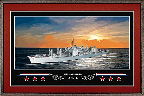 Navy Emporium USS San Diego AFS-6 Box Framed Canvas Art - Burgundy