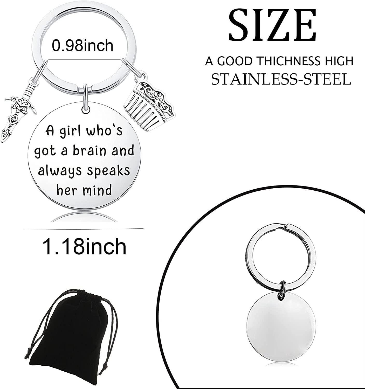 Mulan Jewelry Mulan Keychain Mulan Quote Gift A Girl Who’s Got A Brain and Always Speaks Her Mind Inspiration Gift (Mulan KS)