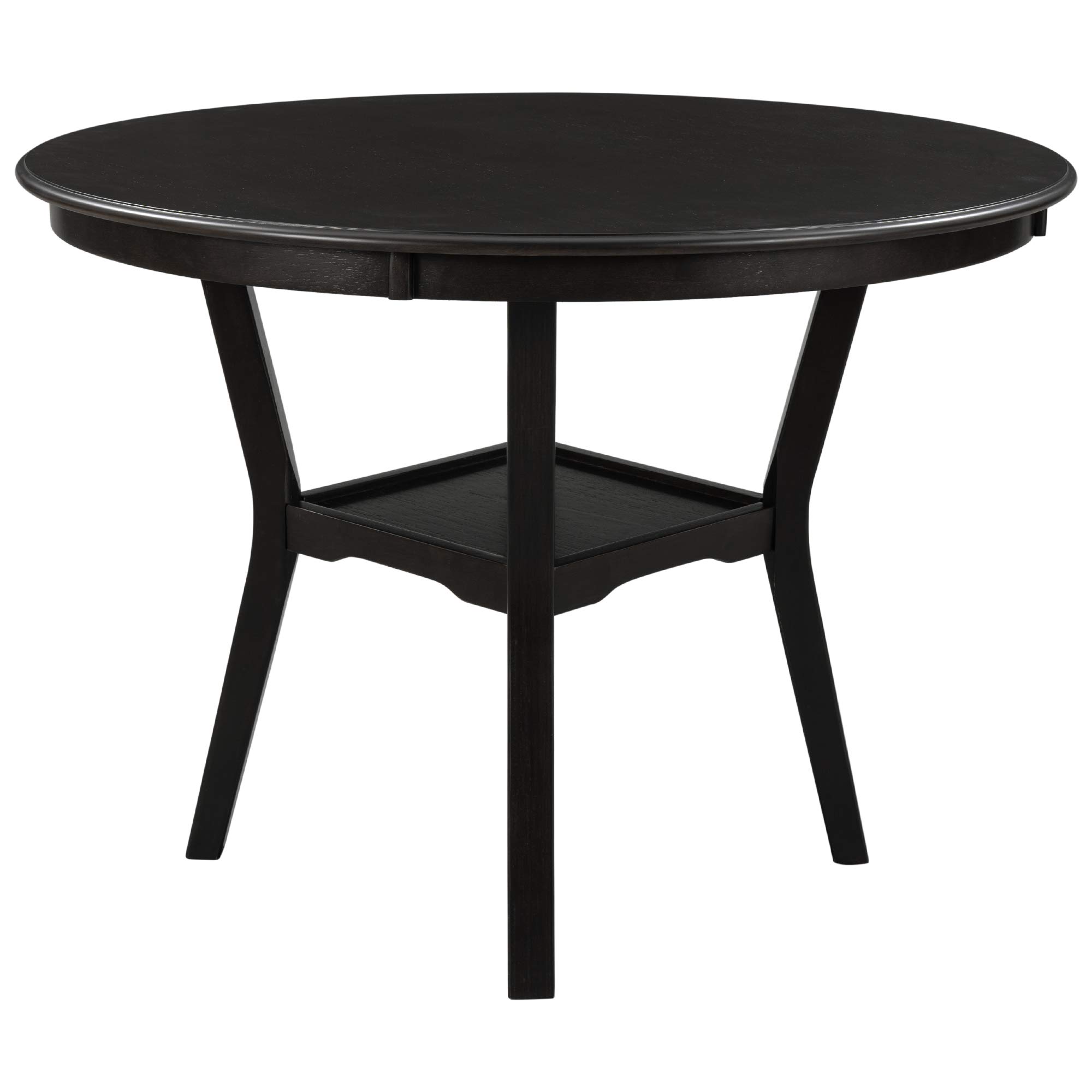 Lepfun 5-Piece Kitchen Set Round Table with Bottom Shelf, 4 Upholstered Chairs for Dining Room(Espresso)