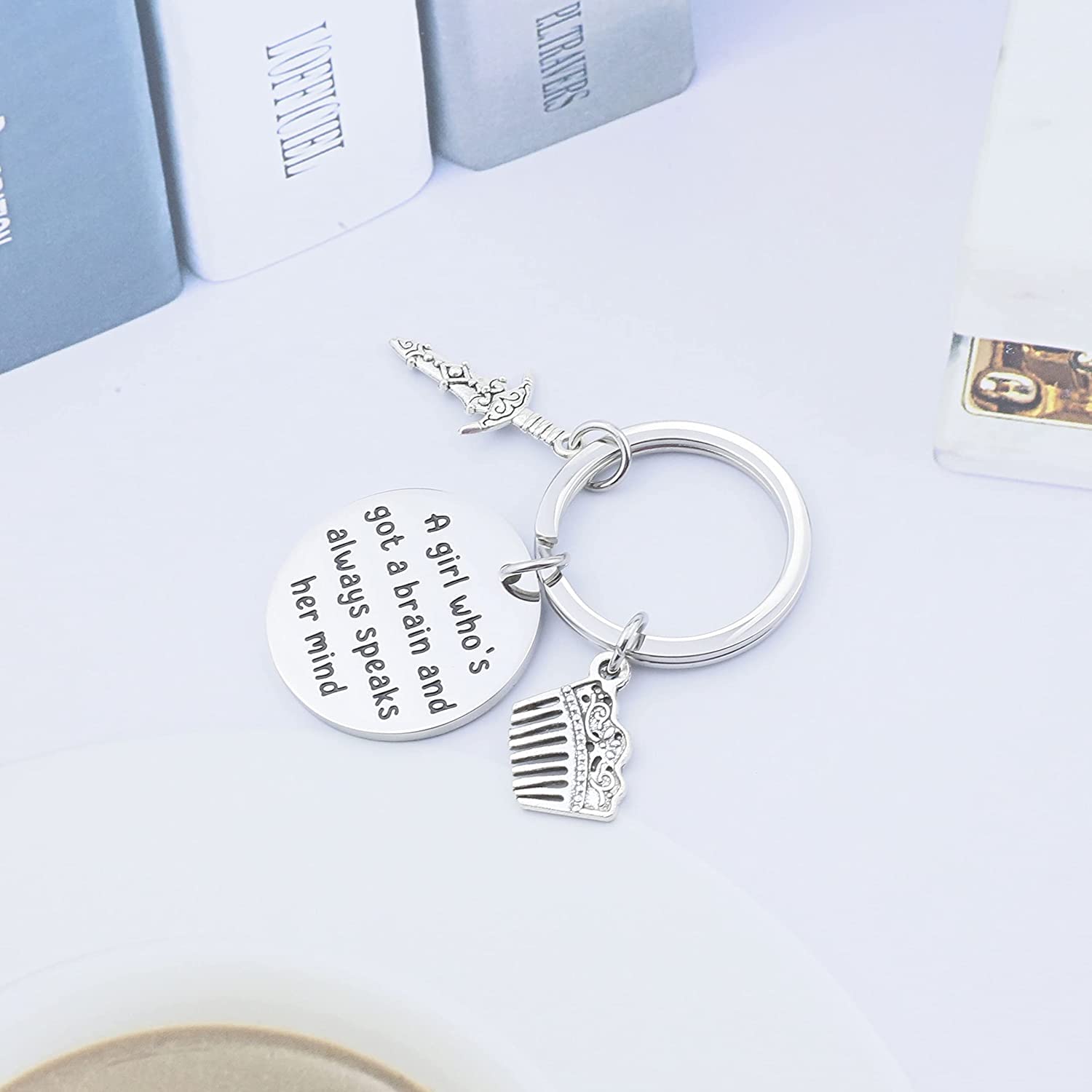 Mulan Jewelry Mulan Keychain Mulan Quote Gift A Girl Who’s Got A Brain and Always Speaks Her Mind Inspiration Gift (Mulan KS)