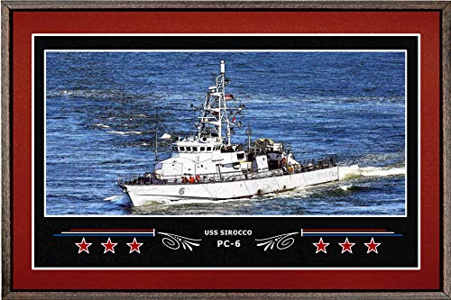 Navy Emporium USS Sirocco PC-6 Box Framed Canvas Art - Burgundy