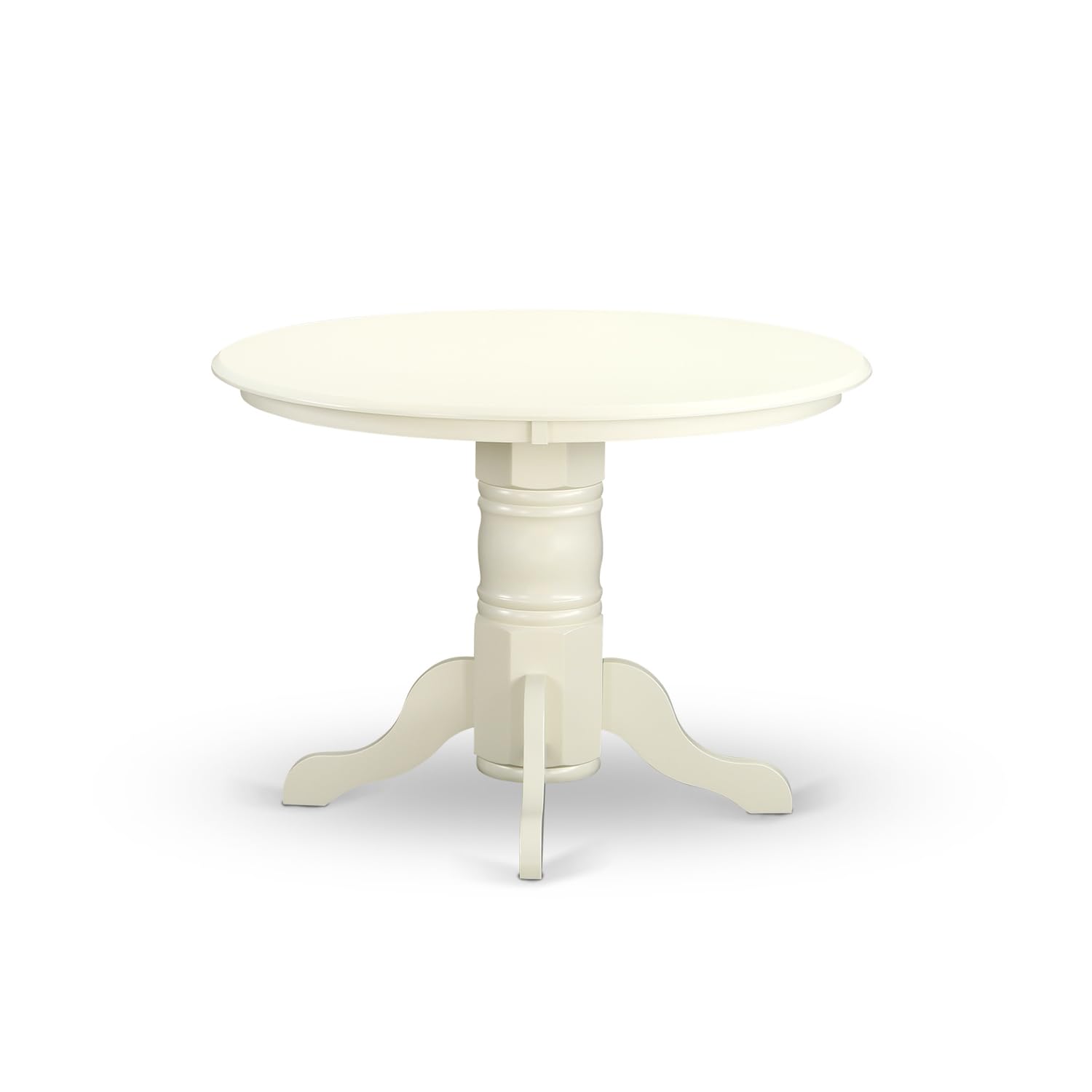 HomeStock Elegant Escape 3Pc Round 42 Inch Dining Room Table and A Pair of Parson Chair with Linen White Leg and Linen Fabric Light Beige