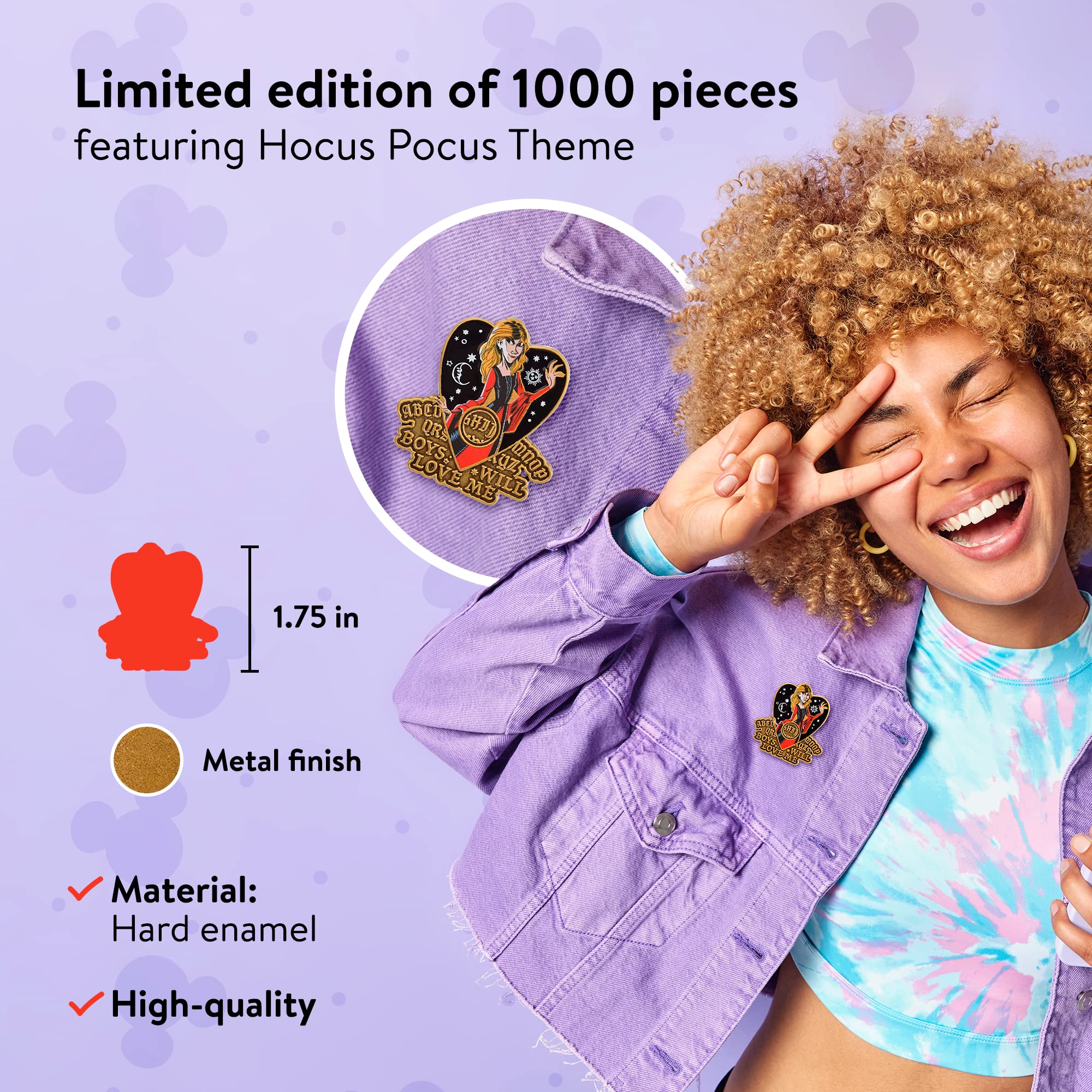 Disney Enamel Pin Set, Hocus Pocus Themed Jewelry, Pack of 4 Pieces, 1.75β, Limited Edition Collectors Pins with Three Sanderson Sisters and Billy Butcherson, Amazon Exclusive