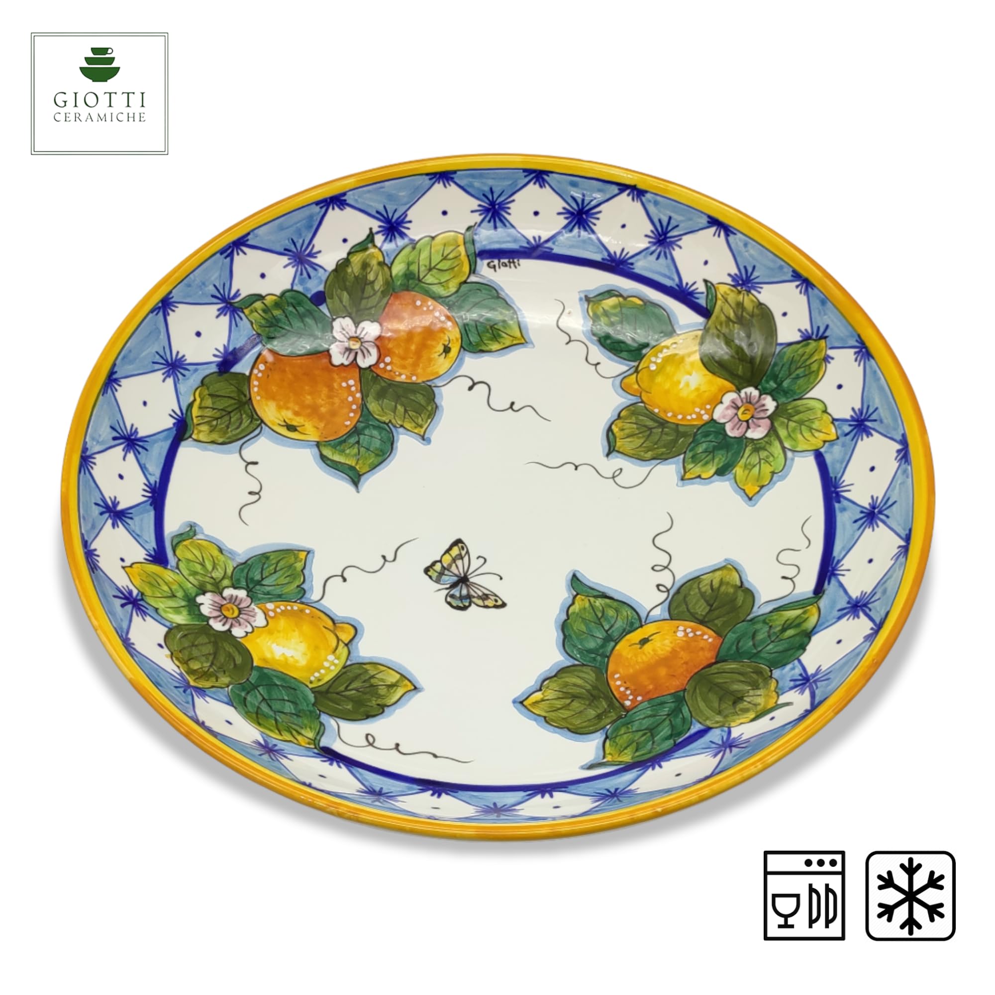 X Large Ceramic Bowl for Kitchen - Italian dinnerware pasta bowl - Platter serving tray - Hand painted Tuscan pottery bowls - Made in Italy plates set - Ceramics salad tuscan soul pottery