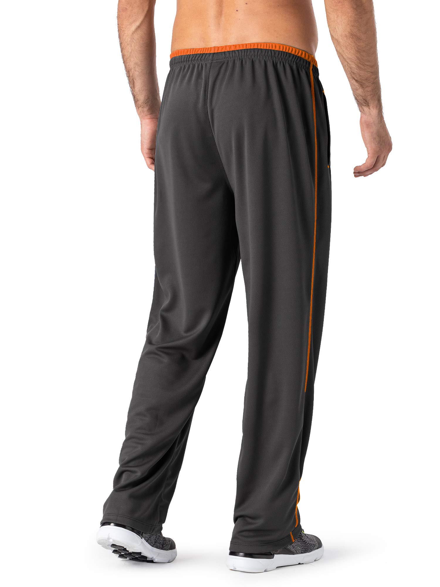 MAGNIVIT Workout Pants for Men Athletic Basketball Soccer Warm Up Pant with Pockets Grey/Orange