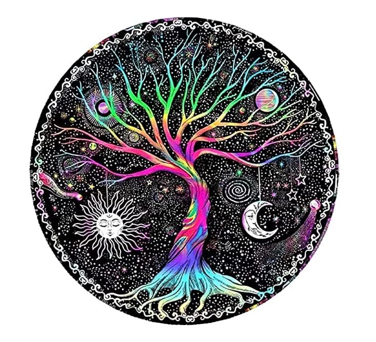 Large Grinder 2.5 inch Black ,Boho Aesthetic Tree of Life Grinder (Colorful)