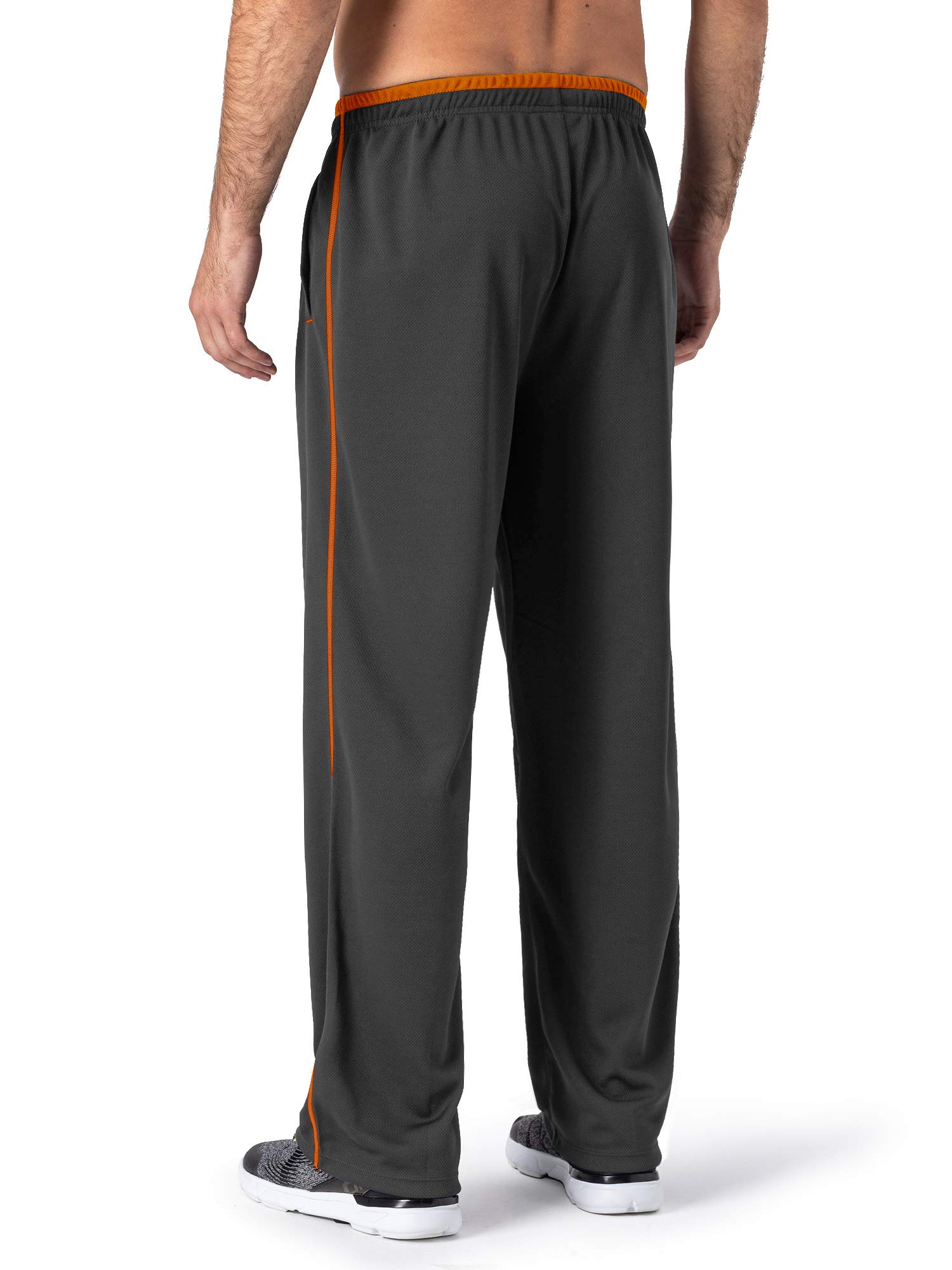 MAGNIVIT Workout Pants for Men Athletic Basketball Soccer Warm Up Pant with Pockets Grey/Orange