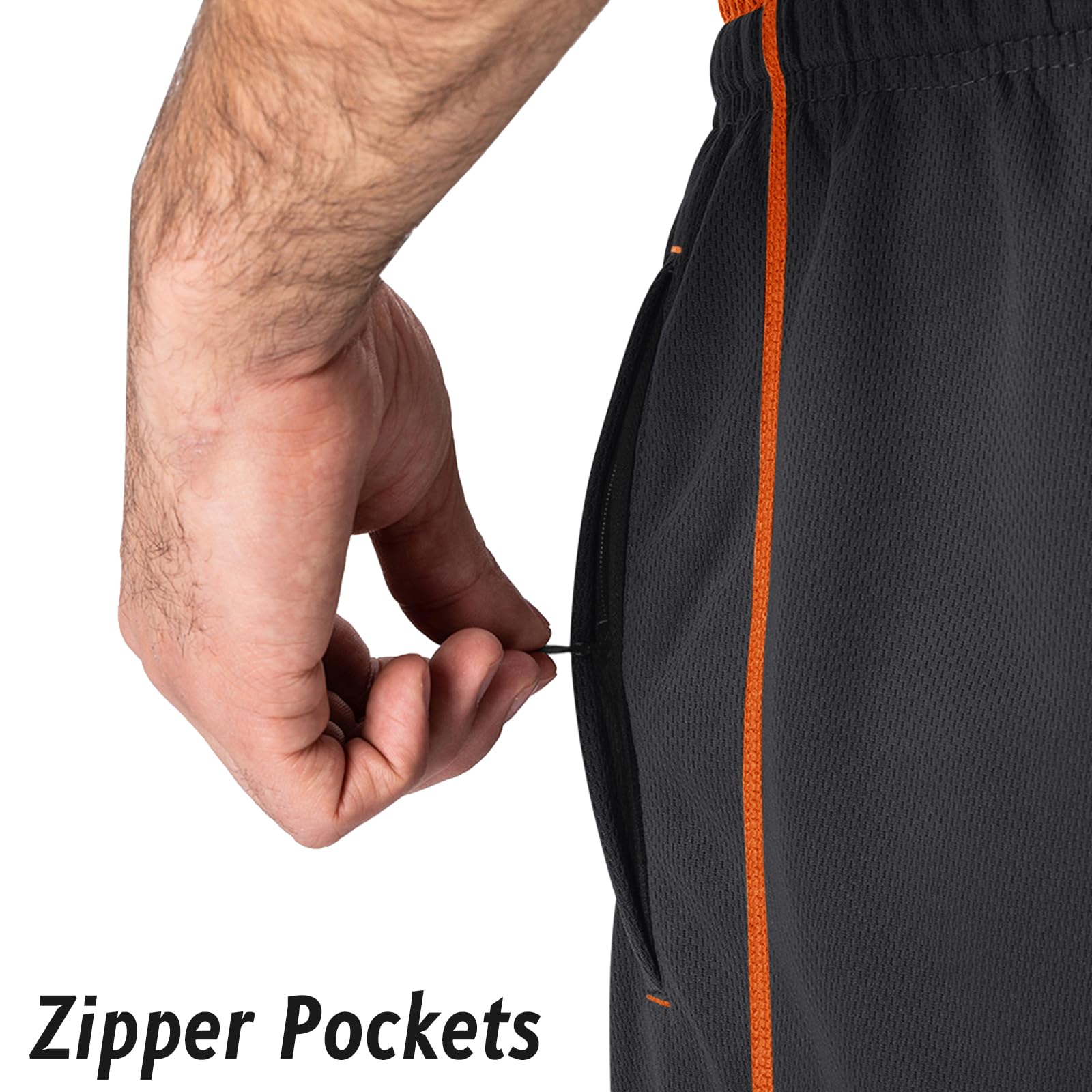 MAGNIVIT Workout Pants for Men Athletic Basketball Soccer Warm Up Pant with Pockets Grey/Orange
