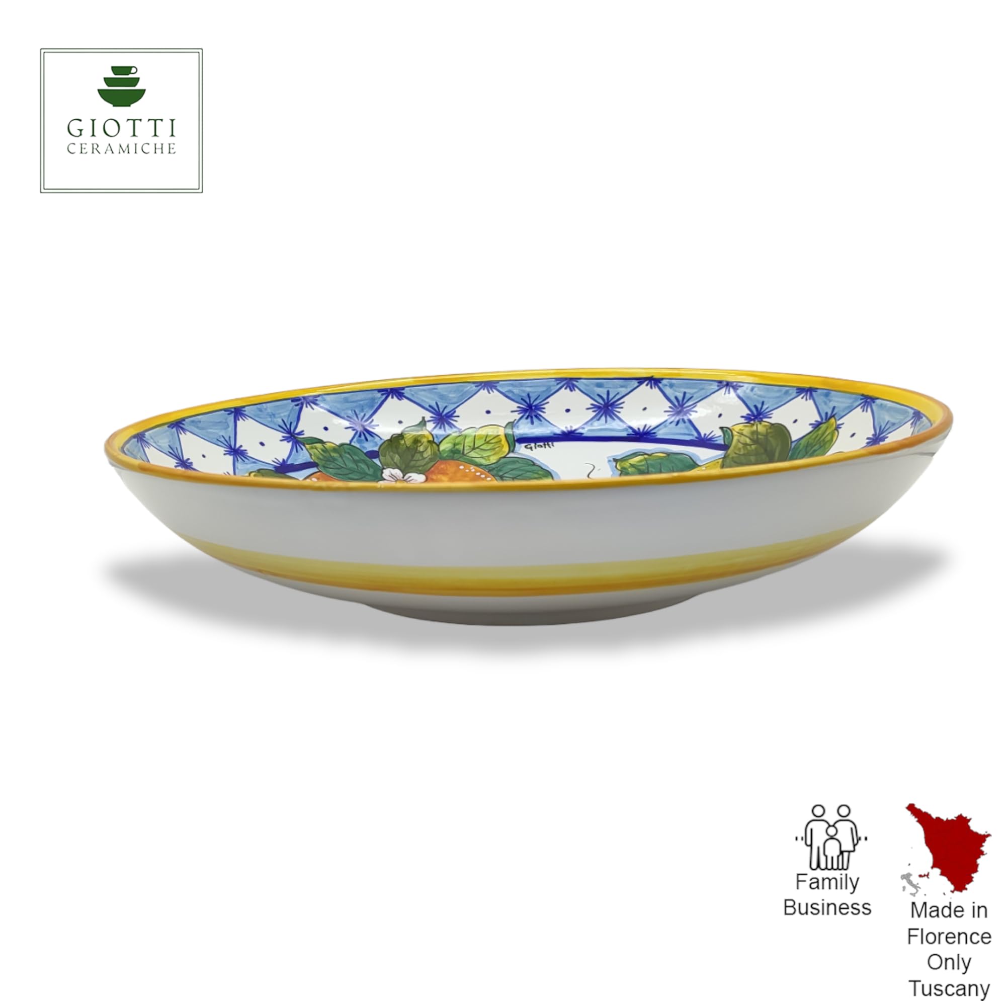 X Large Ceramic Bowl for Kitchen - Italian dinnerware pasta bowl - Platter serving tray - Hand painted Tuscan pottery bowls - Made in Italy plates set - Ceramics salad tuscan soul pottery