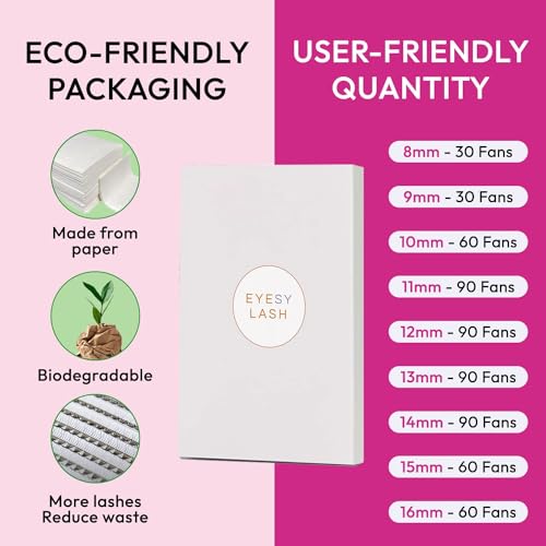 Eyesy Lash 1200 Easy Promade Fans - 5D 0.07 Curl C Mixed Lengths 8-16mm - Ultra Speed 40 Lines Eyelash Trays Volume Premade Lash Fans Handmade Pre Made Eyelash Extensions Fluffy Soft Pointy Base