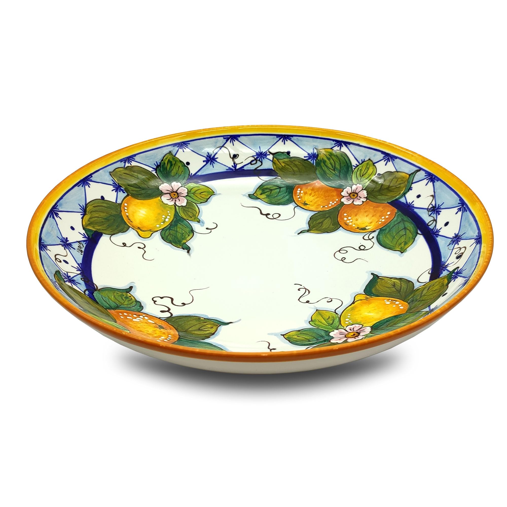X Large Ceramic Bowl for Kitchen - Italian dinnerware pasta bowl - Platter serving tray - Hand painted Tuscan pottery bowls - Made in Italy plates set - Ceramics salad tuscan soul pottery