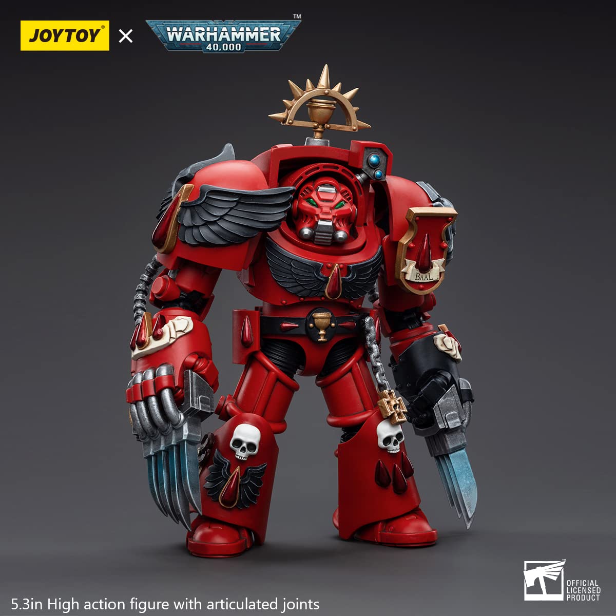 Joytoy 1/18 Action Figure Warhammer 40k Mecha 5.3in High Model Toy Blood Angels Assault Terminators Brother Tyborel
