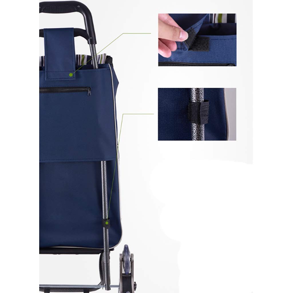 SH-gwtc Shopping Trolley,Foldable Shopping Cart 2 Wheels Climbing Trolly/Waterproof Shopping Bag/Collapsible Push Pull Carts (Color : A)