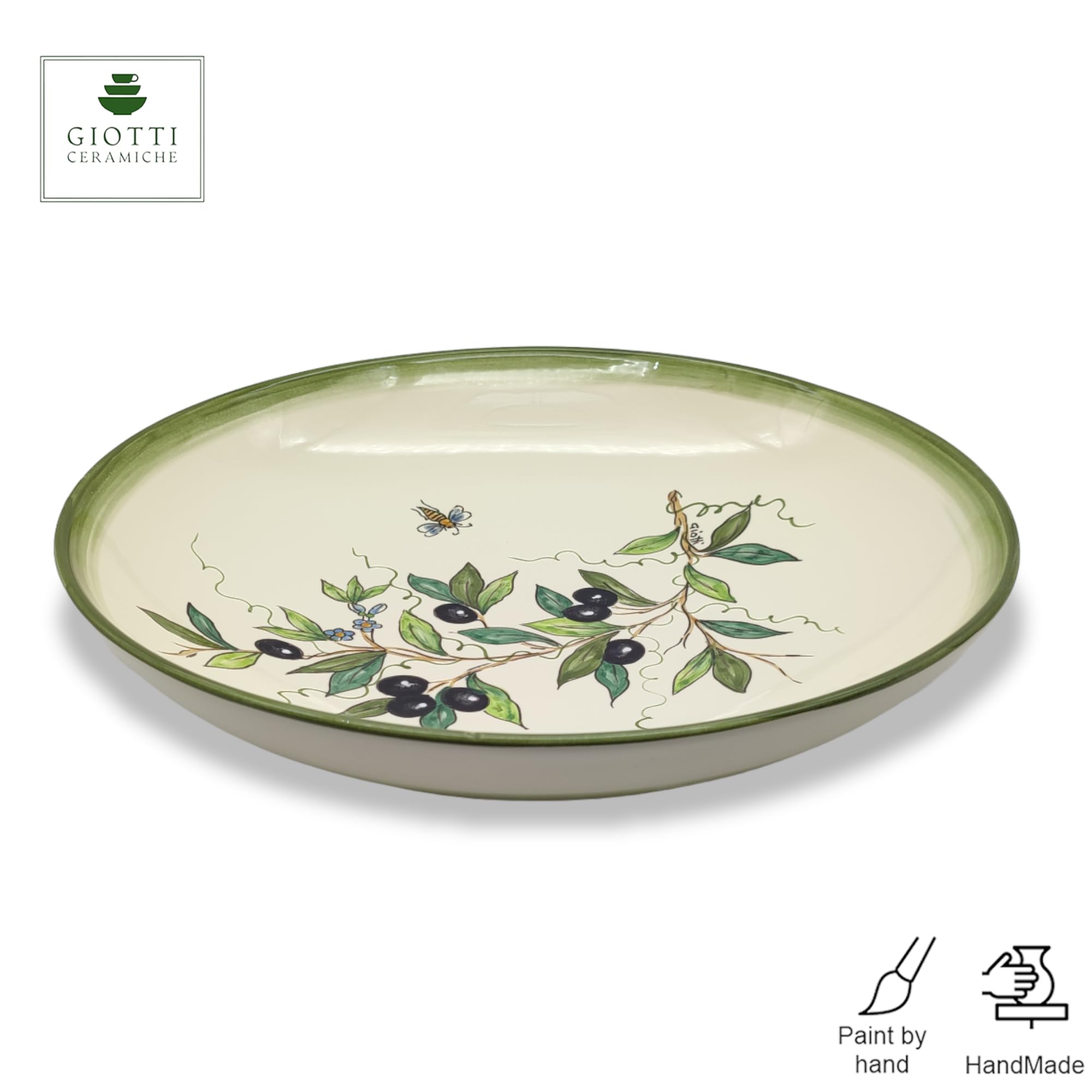 X Large Ceramic Bowl for Kitchen - Italian dinnerware pasta bowl - Platter serving tray - Hand painted Tuscan pottery bowls - Made in Italy plates set - Ceramics salad tuscan soul pottery