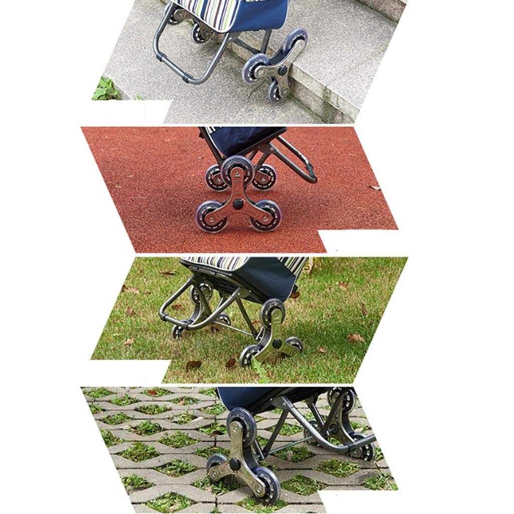 SH-gwtc Shopping Trolley,Foldable Shopping Cart 2 Wheels Climbing Trolly/Waterproof Shopping Bag/Collapsible Push Pull Carts (Color : A)