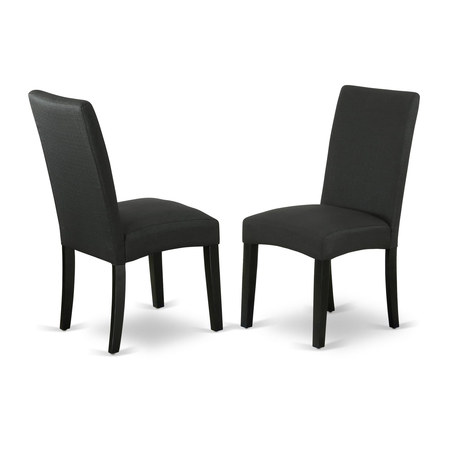 HomeStock Medieval Majesty 3Pc Round 42 Inch Dining Room Table and A Pair of Parson Chair with Black Finish Leg and Linen Fabric- Black Color
