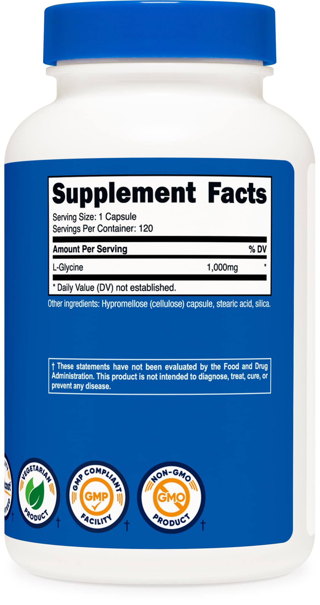 Nutricost L-Glycine 1000mg, 120 Capsules, Vegetarian, Non-GMO and Gluten Free