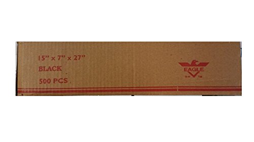 Plastic Grocery Take Out Bags Jumbo Size 15"x7"x27" Black 500 Count Extra Large Bag