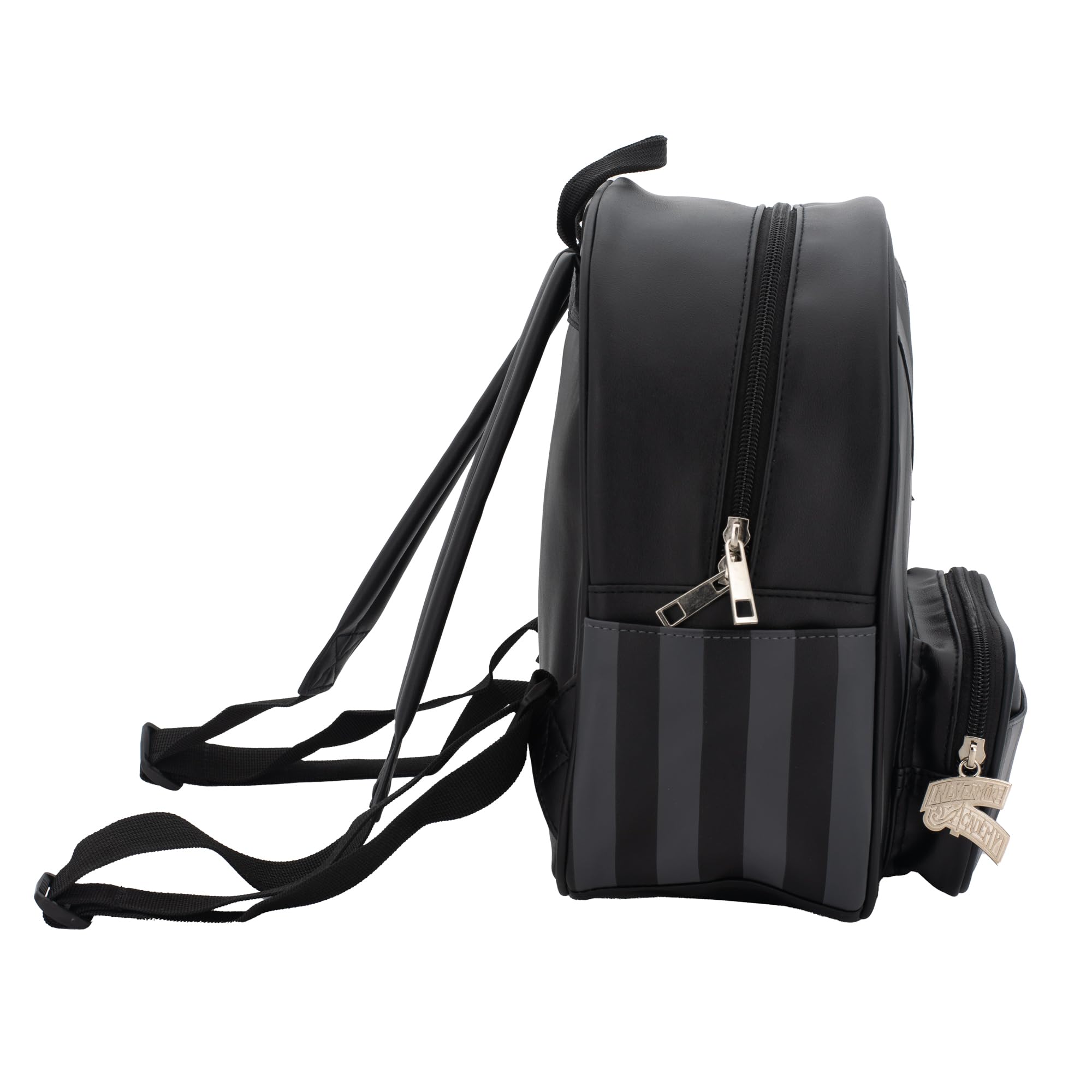AI ACCESSORY INNOVATIONS Wednesday Nevermore Uniform Vegan Leather Cosplay Mini Backpack Purse, 10.5 Inches, Black