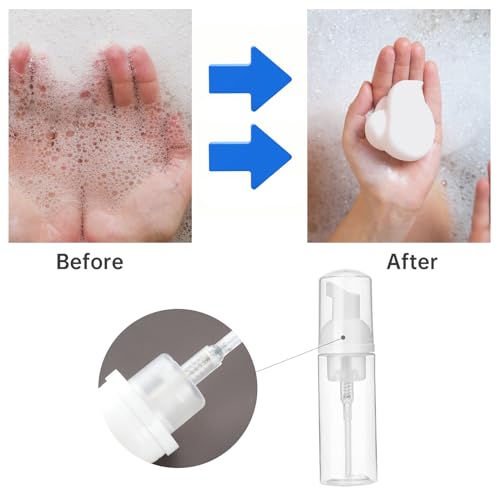 3PCS 2 Oz Foam Bottles, Empty Foam Pump Dispenser, Shampoo Foam Pump Bottles, Foaming Soap Pump for Travel Cleaning Hand Soap, Cleanser, Shampoo(60 Ml, Clear)