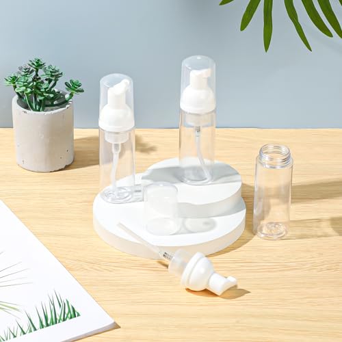 3PCS 2 Oz Foam Bottles, Empty Foam Pump Dispenser, Shampoo Foam Pump Bottles, Foaming Soap Pump for Travel Cleaning Hand Soap, Cleanser, Shampoo(60 Ml, Clear)