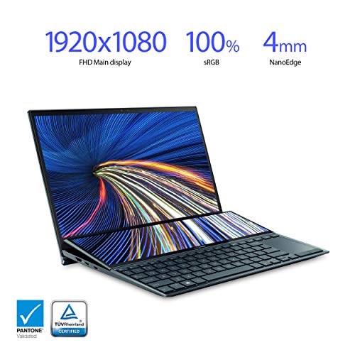 ASUS ZenBook Duo 14 UX482 14” FHD NanoEdge Touch Display, Intel Evo Platform, Core i5-1135G7, 8GB RAM, 512GB PCIe SSD, Innovative ScreenPad Plus, Windows 10 Home, Celestial Blue, UX482EA-ES51T