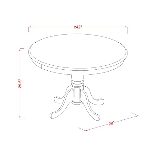 East West Furniture HBEL5-ABK-35 5 Piece Kitchen Table & Chairs Set Includes a Round Dining Room Table with Pedestal and 4 Doeskin Linen Fabric Upholstered Chairs, 42x42 Inch, Wirebrushed Black