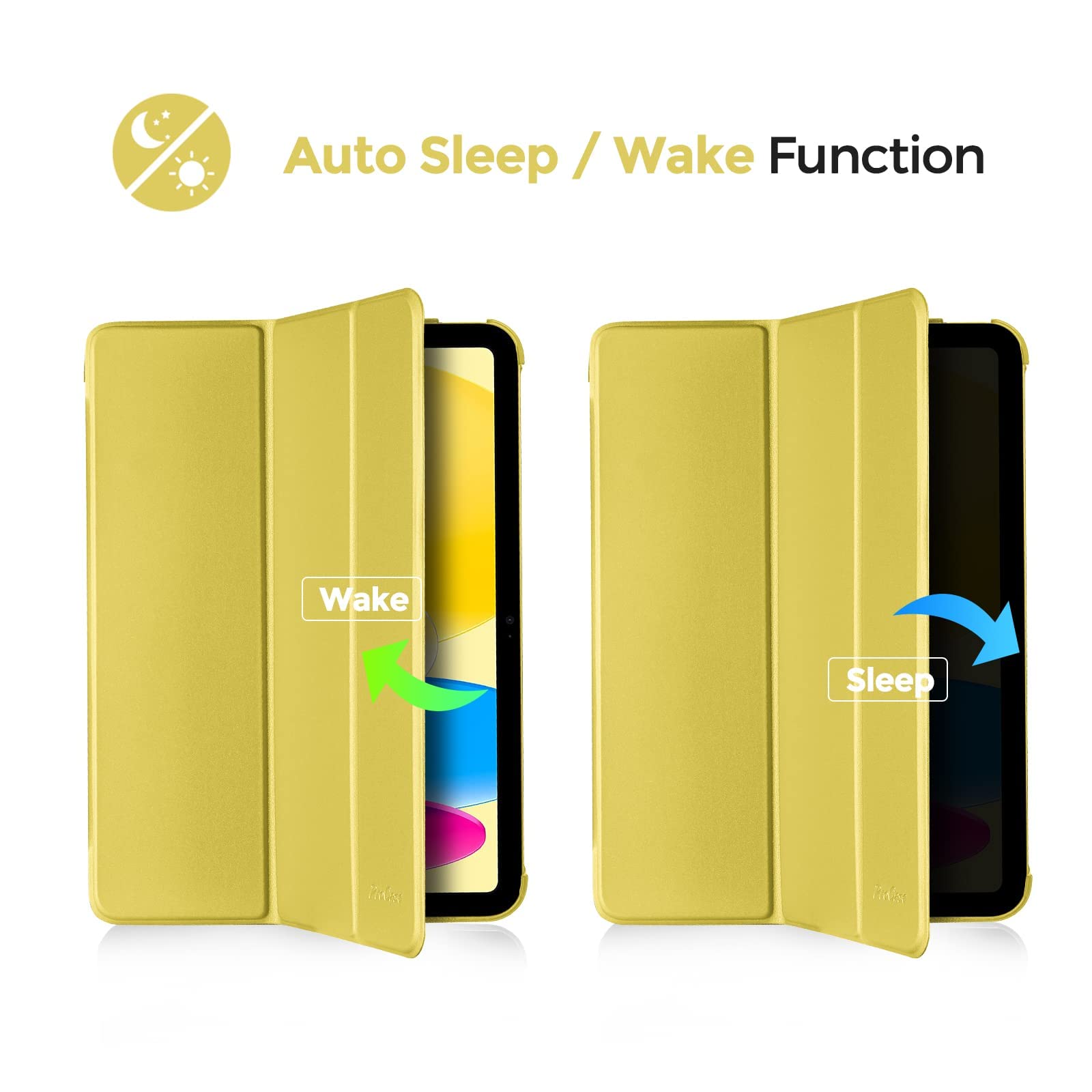 ProCase for iPad (A16) 11th Generation 11 Inch 2025/ iPad 10th Generation 10.9 Inch 2022 Case, Slim Smart Cover with Translucent Hard Shell Back, Supports Touch ID, Auto Wake/Sleep -Yellow
