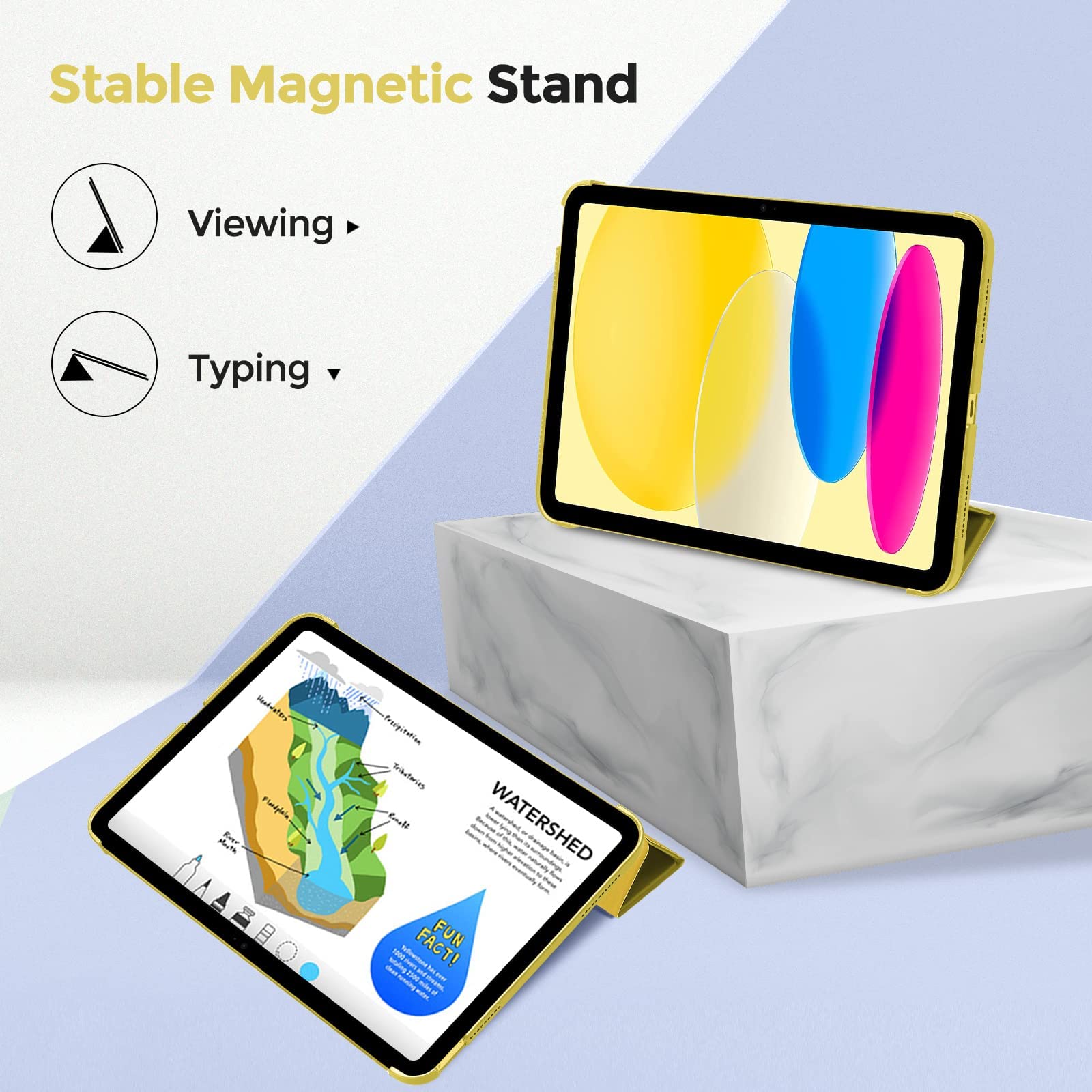 ProCase for iPad (A16) 11th Generation 11 Inch 2025/ iPad 10th Generation 10.9 Inch 2022 Case, Slim Smart Cover with Translucent Hard Shell Back, Supports Touch ID, Auto Wake/Sleep -Yellow