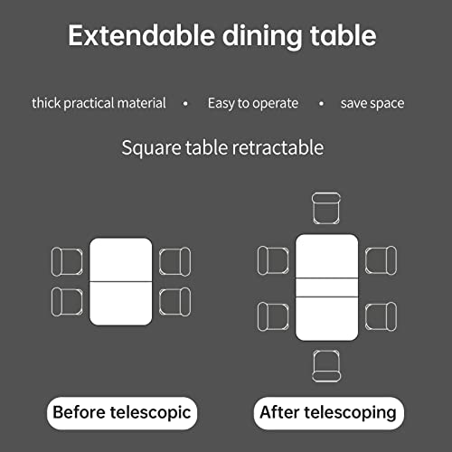 Zerifevni 7 Piece Dining Table Set, 62 Inch Modern Kitchen Table with 6 Dining Chairs for 4-6 Person, Expandable MDF Dining Table with Steel Legs for Dining Room, Kitchen, Save Space