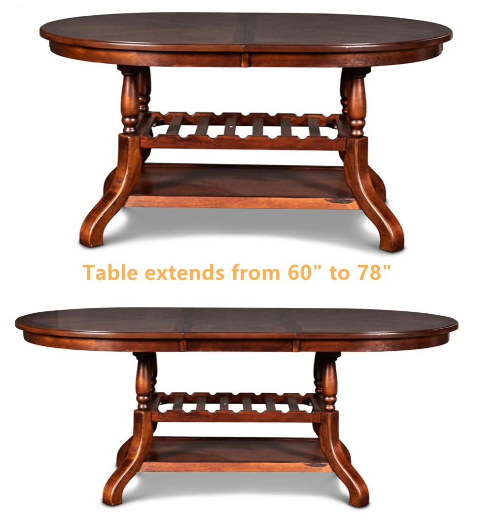 Liveasy Furniture Dining Room Set with Oval Extendable Dining Table and Chairs in Espresso (Dining for 6)