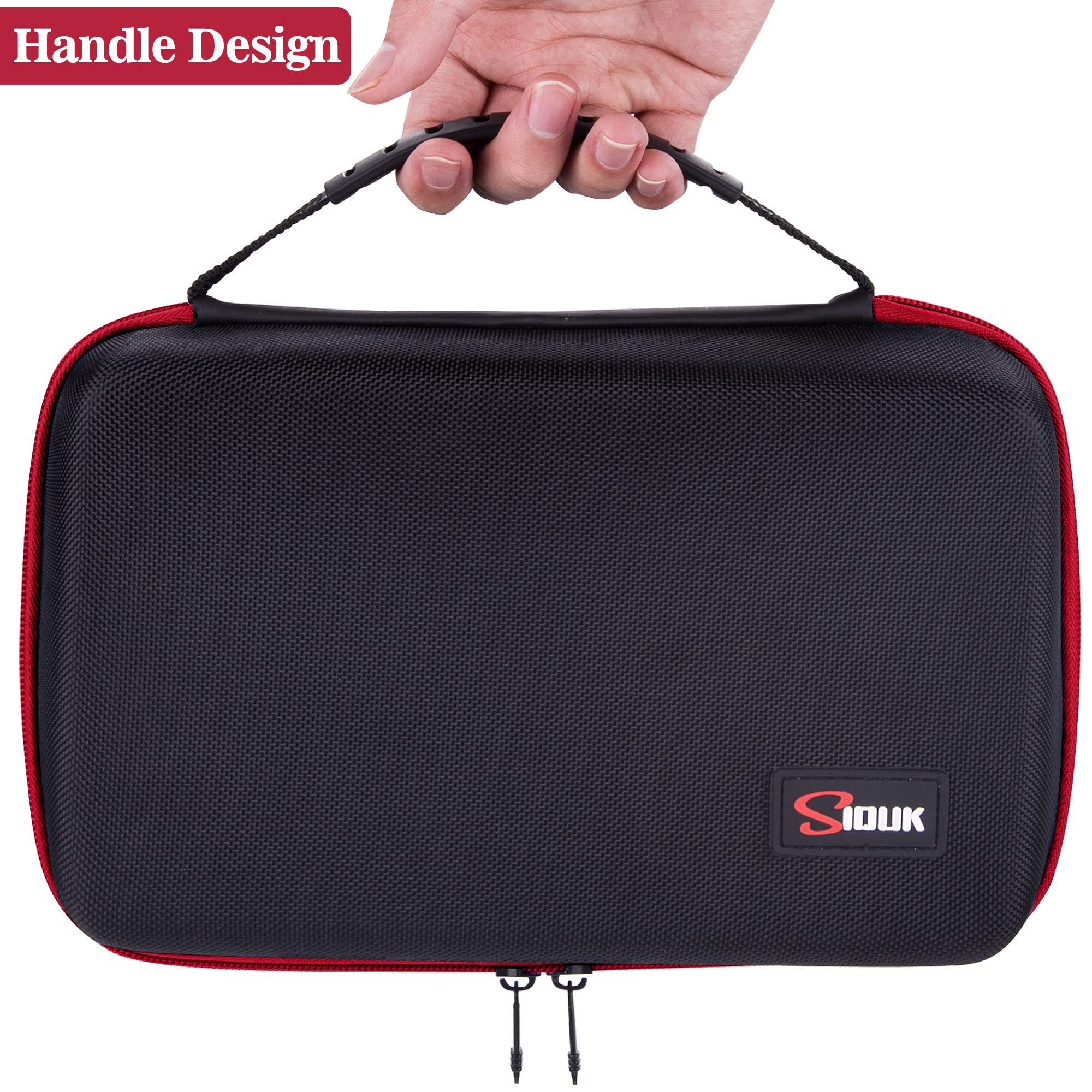 SIQUK Dice Storage Case Big Capacity DND Dice Case Dice Organizer Box With Handle and Double Removable Slotted Tray Dice Organizer Case for Dungeons & Dragons and Other RPG Table Game, Red