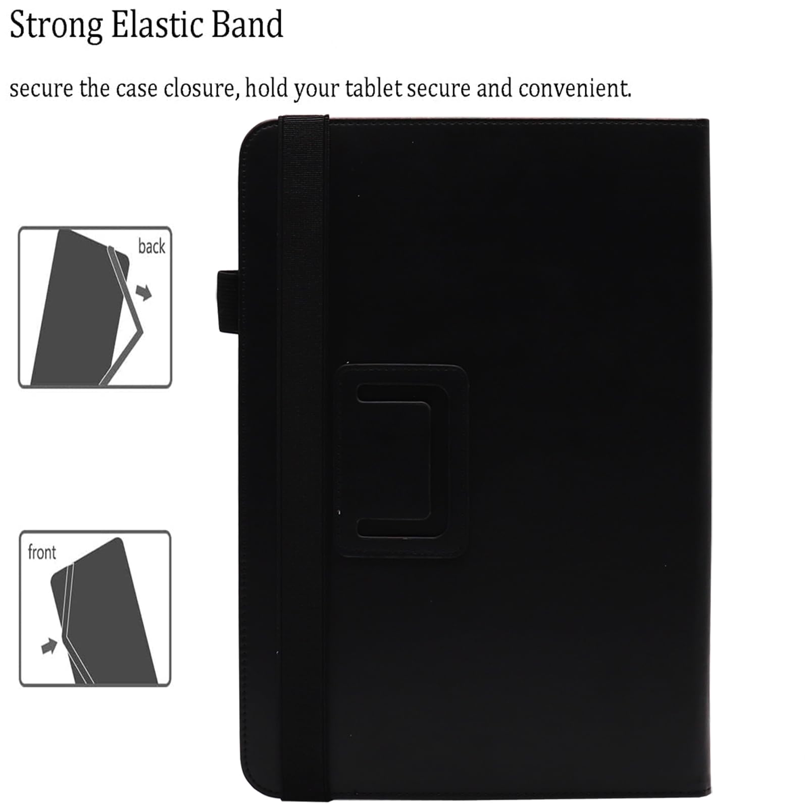 Universal 8 Inch Tablet Case, Universal 7 Inch Tablet Case, Viclowlpfe Protective Folio Stand Android Case for 7.0-8.5 Inch Tablet with Hand Strap and Cards Slots, Black