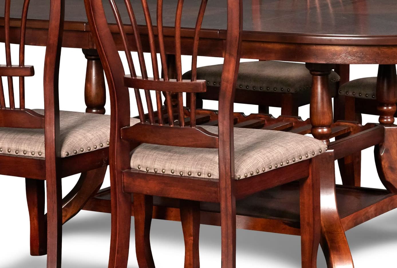 Liveasy Furniture Dining Room Set with Oval Extendable Dining Table and Chairs in Espresso (Dining for 6)