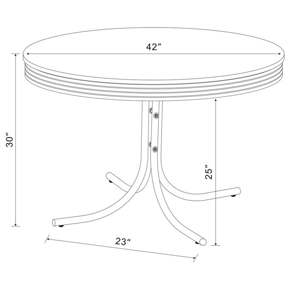 BOWERY HILL 42" Round Vintage Retro Dining Table in White and Chrome