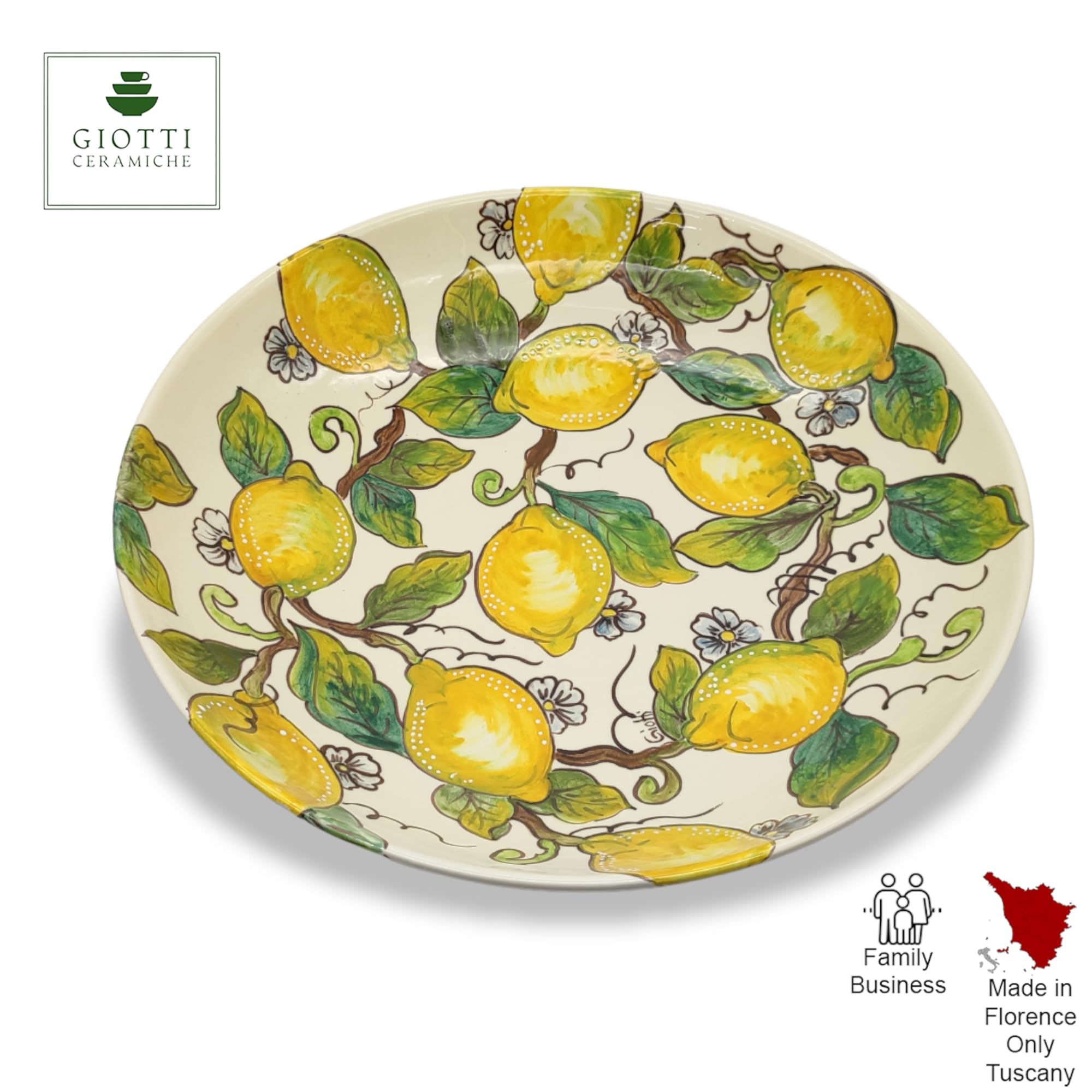 X Large Ceramic Bowl for Kitchen - Italian dinnerware pasta bowl - Platter serving tray - Hand painted Tuscan pottery bowls - Made in Italy plates set - Ceramics salad tuscan soul pottery