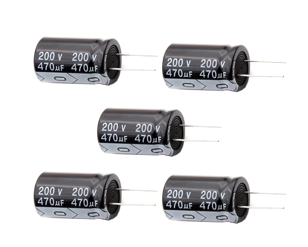 470uF 200V 22X35 +/-20% -40 to +105°C 5 PCS Aluminum Electrolytic Capacitors,470 MFD,470uF 200V Capacitor,470uF Capacitor,200V Capacitor,470uF Capacitor 200V,200V 470uF Capacitor