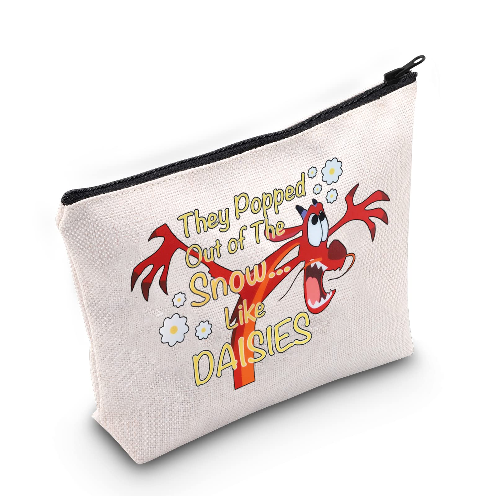 ZJXHPO Dragon Makeup Bag They Like Daisies Mulan Mushu Makeup Zipper Pouch Bag Motivation Travel Case (Snow Daisies)
