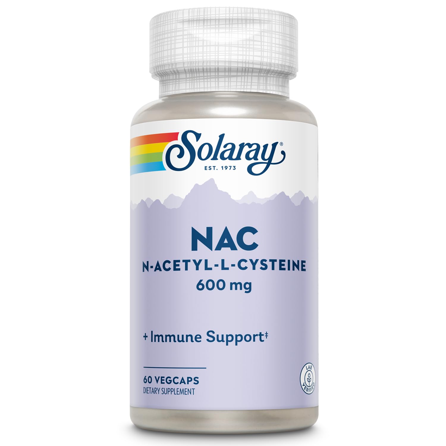 SOLARAY NAC Supplement - N Acetyl Cysteine 600 mg - Precursor to Glutathione Supplement - Immune Support Supplement - Lab Verified, 60-Day Guarantee - 60 Servings, 60 VegCaps