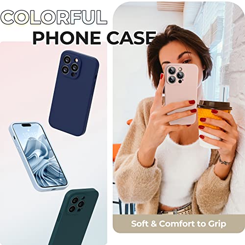 GOODVISH 3 in 1 Designed for iPhone 14 Pro Silicone Case 2022, with 2 Pack Screen Protector, Full Cover [Enhanced Camera Protection] 6.1" Soft 14pro Case[Anti-Scratch Microfiber Lining], Sand Pink
