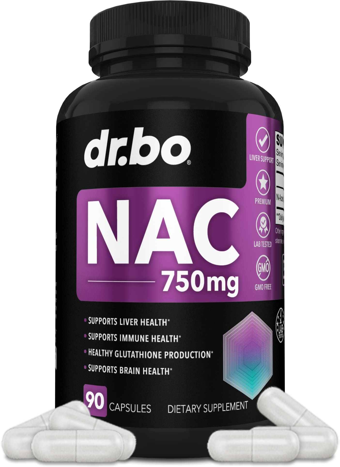NAC Supplement N-Acetyl Cysteine Pills - 750mg N Acetyl Cysteine Pure Vitamin Capsule - Daily Liver Support Formula for Lung Cleanse Health, Kidney Detox, Brain & Respiratory Supplements - 90 Capsules